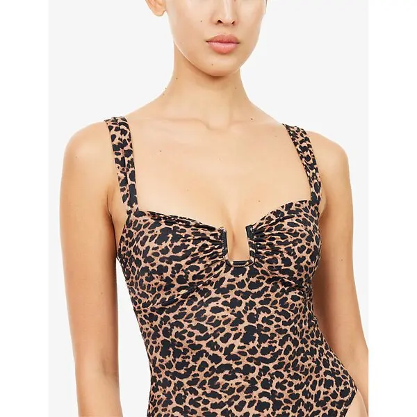 AWAY THAT DAY Cannes Balconette High-leg Swimsuit - Leopard Print