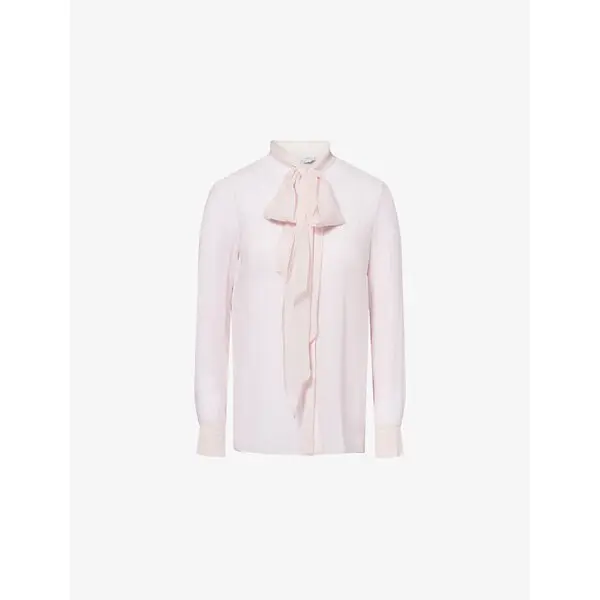 Gabriela Hearst Shildon Bow-collar Silk Blouse - Blush
