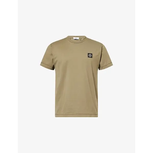 Stone Island Crewneck Logo-patch Cotton T-shirt - Military Green