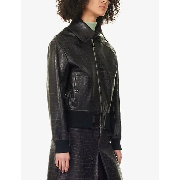 Rabanne Croc-effect Leather Jacket