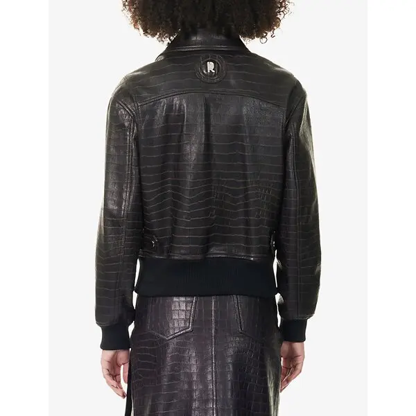 Rabanne Croc-effect Leather Jacket
