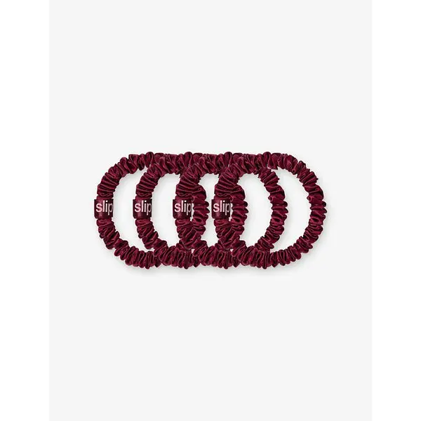 Slip Skinny Silk Scrunchies Set Of Four - Maroon