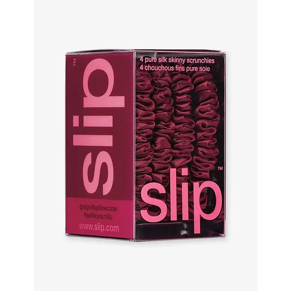 Slip Skinny Silk Scrunchies Set Of Four - Maroon
