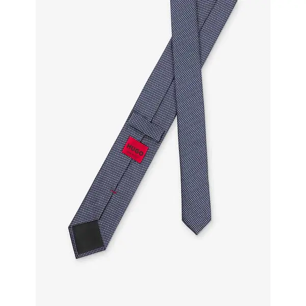 Hugo Geometric-pattern Silk Tie - Navy