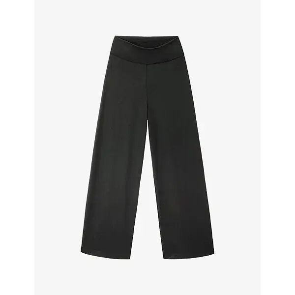 THE WHITE COMPANY Roll-top Wide-leg High-rise Stretch-modal Trousers - Black