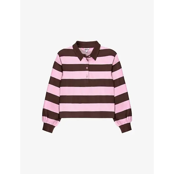 RO&ZO Striped Relaxed-fit Cotton Rugby Shirt - Pink