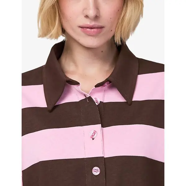 RO&ZO Striped Relaxed-fit Cotton Rugby Shirt