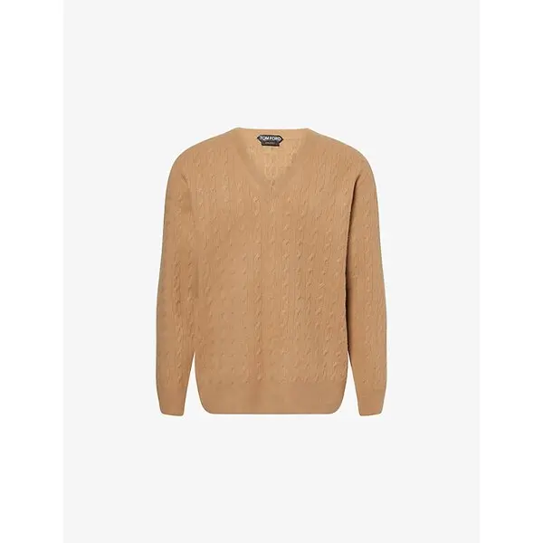 TOM FORD Cable-knit V-neck Wool Neck