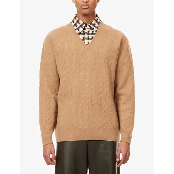 TOM FORD Cable-knit V-neck Wool Neck
