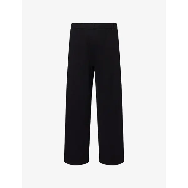 Jacquemus Embroided-logo Wide-leg Cotton Jogging Bottoms - Black