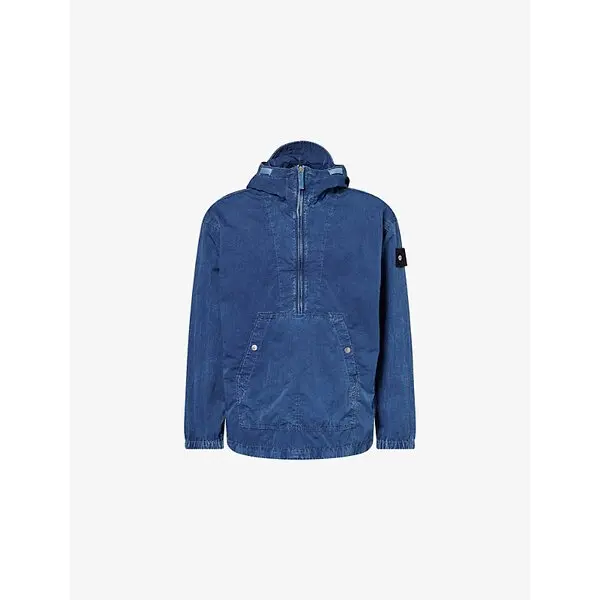 Stone Island Denim-illusion Brand-badge Nylon Parka - Indigo