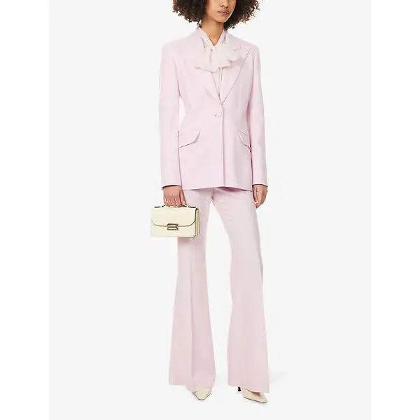 Gabriela Hearst Rhein Flared Wool Trousers - Blush