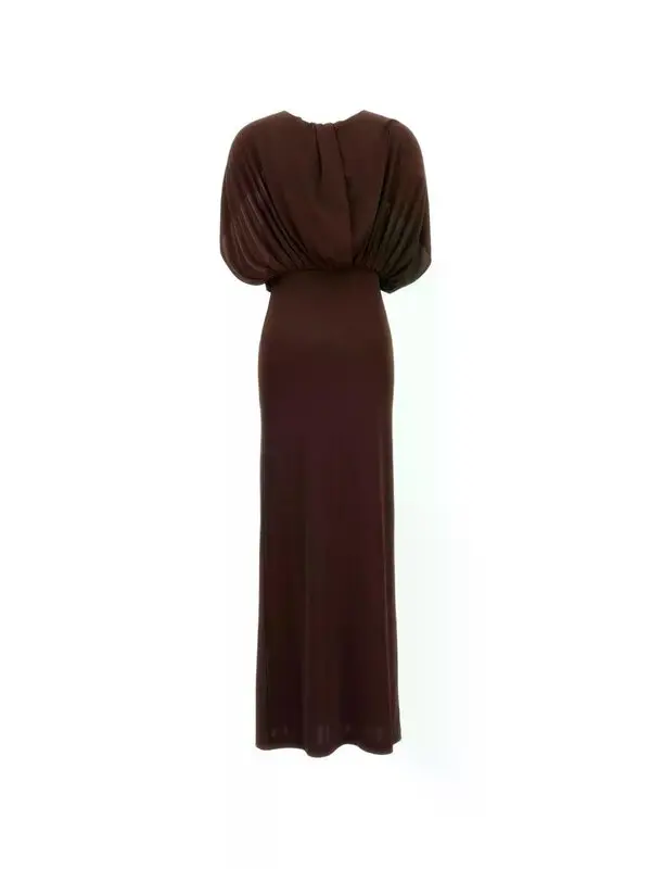 DES_PHEMMES Draped Maxi Dress - Brown