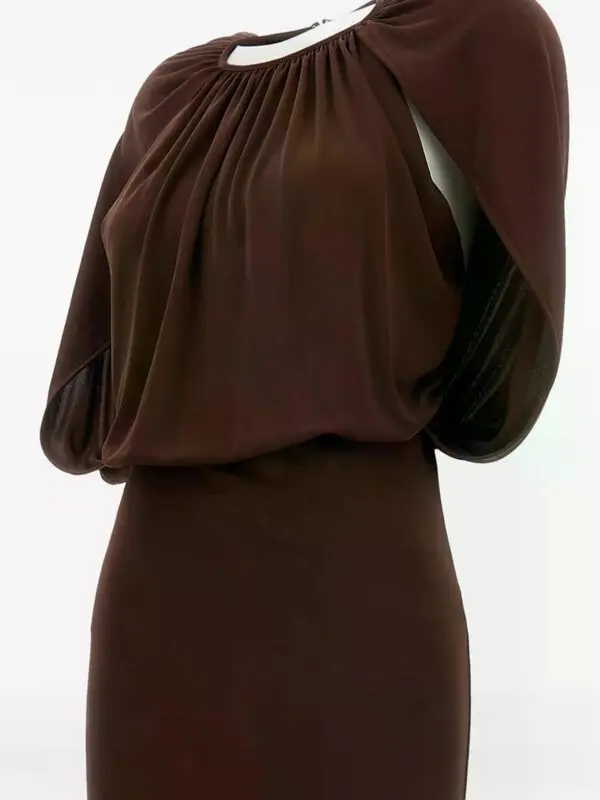 DES_PHEMMES Draped Maxi Dress - Brown