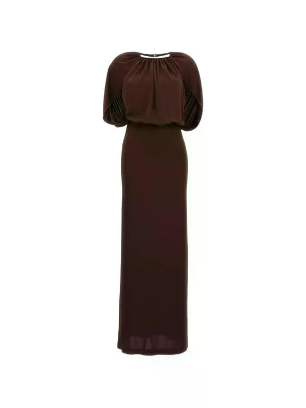DES_PHEMMES Draped Maxi Dress - Brown