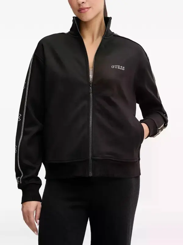 Guess Embellished Zip Sweatshirt - Black