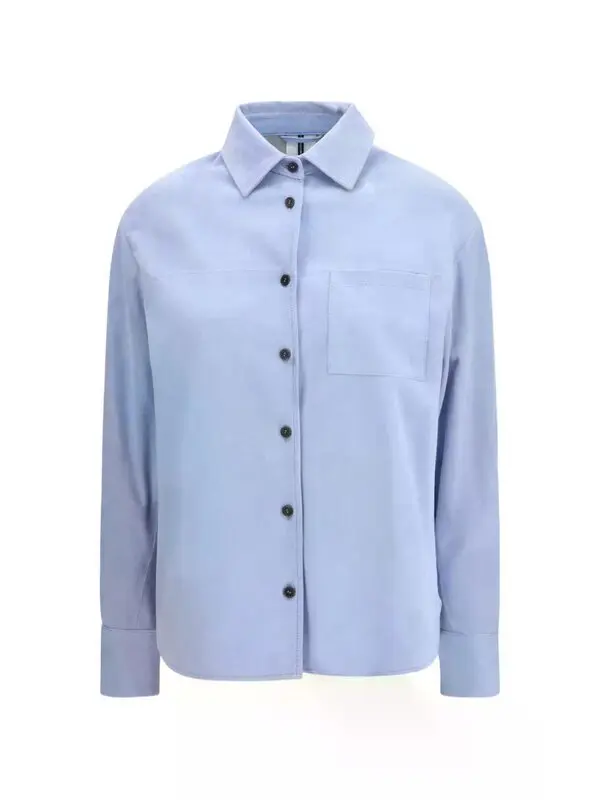 SWORD 6644 Buttoned Pocket Suede Shirt - Blue