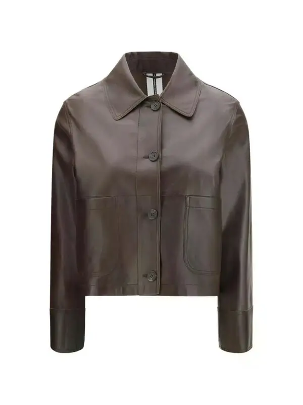 SWORD 6644 Buttoned Leather Jacket - Brown