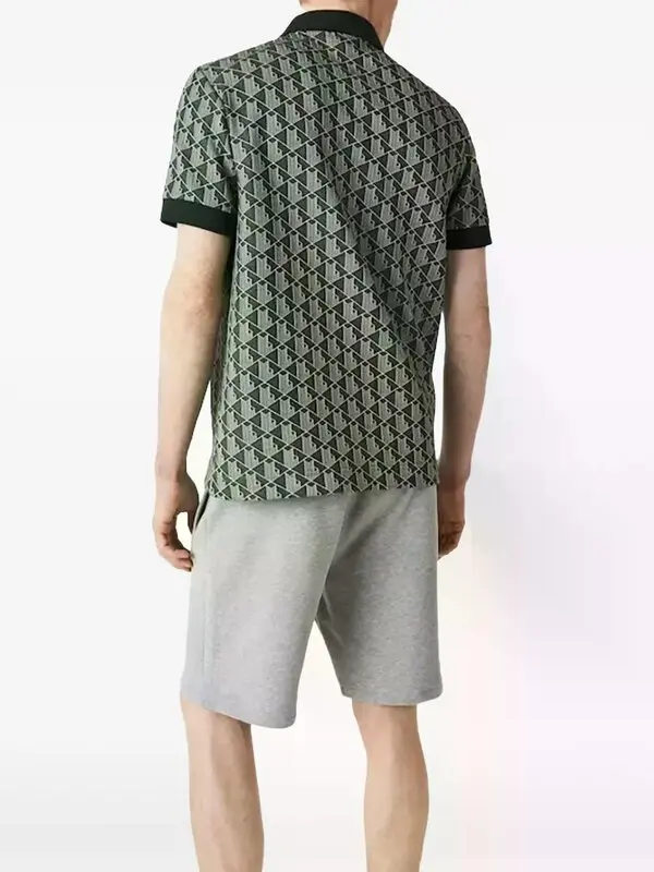 Lacoste Signature Print Cotton Shorts - Grey