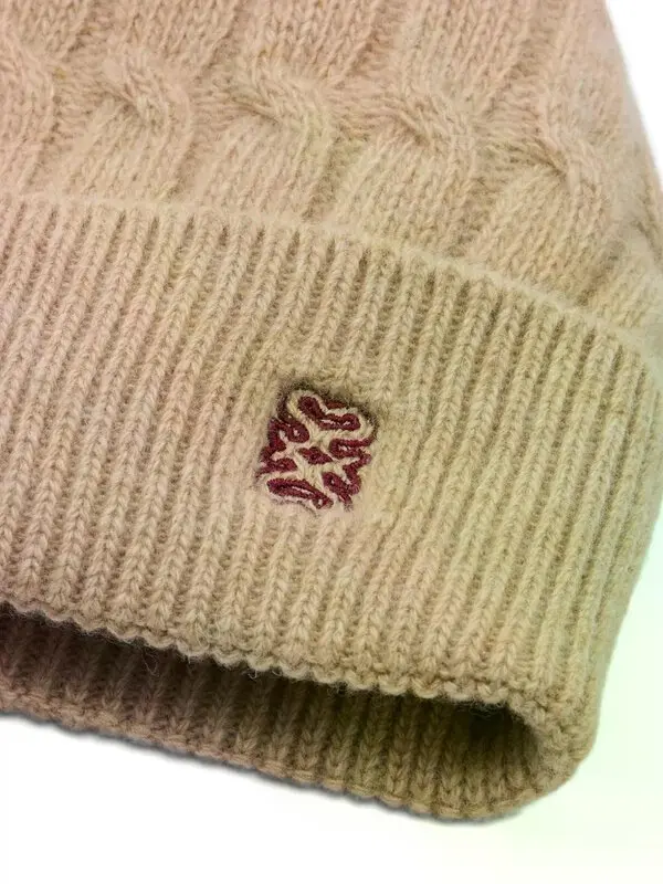 Sandro Cable-knit Embroidered Beanie Hat