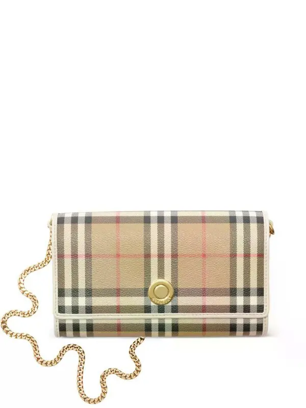 Burberry Check Chain-strap Wallet - Neutrals