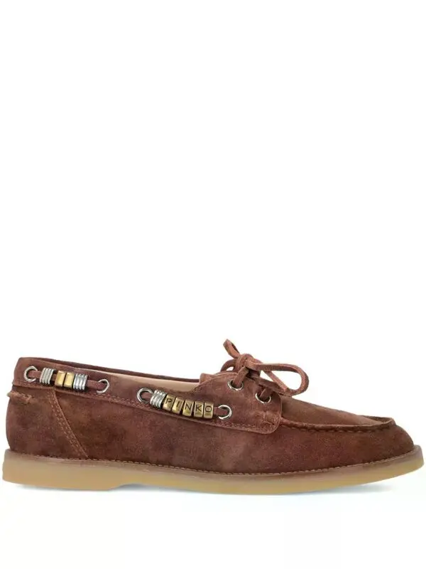 Pinko Suede Lace-up Loafers - Brown