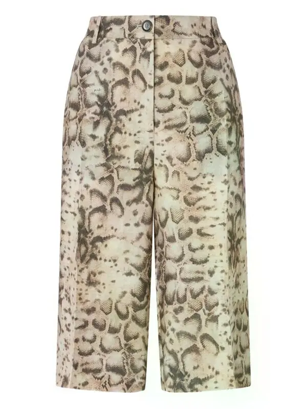 Pinko Snake-print Linen Shorts