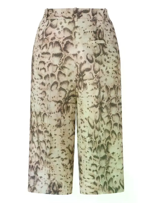 Pinko Snake-print Linen Shorts
