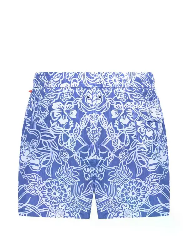Kiton Floral Swim Shorts - Blue