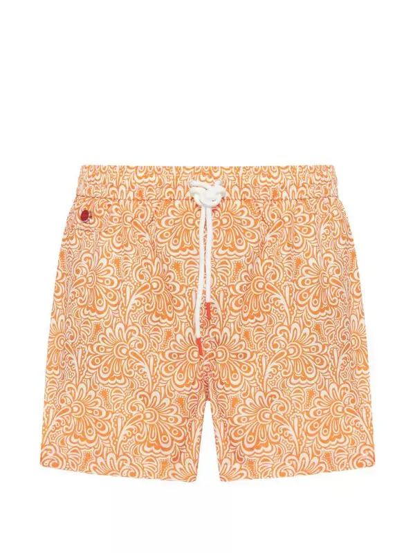 Kiton Floral-print Swim Shorts - Orange
