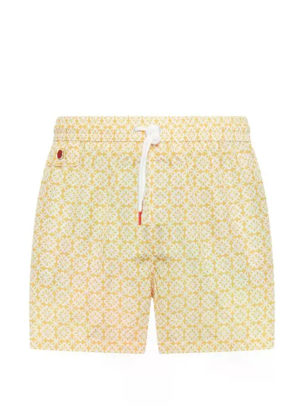 Kiton Floral-print Swim Shorts - Yellow