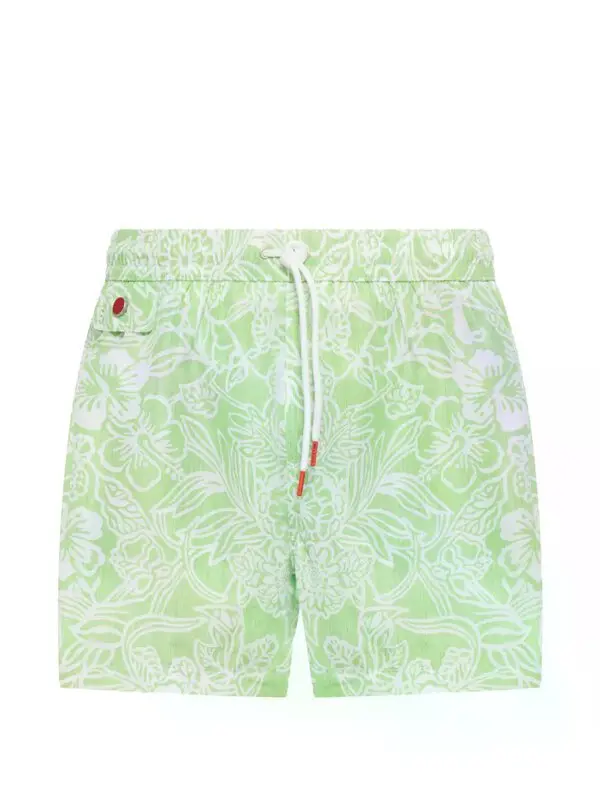 Kiton Floral Swim Shorts - Green