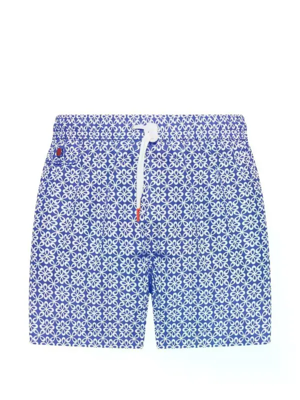 Kiton Floral-print Swim Shorts - Blue