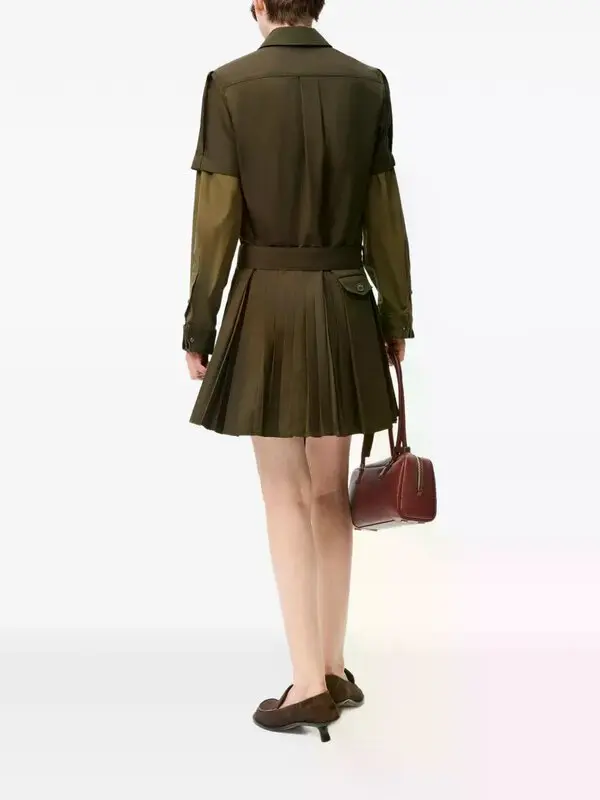 Loewe Pleated Belted Mini Dress - Green