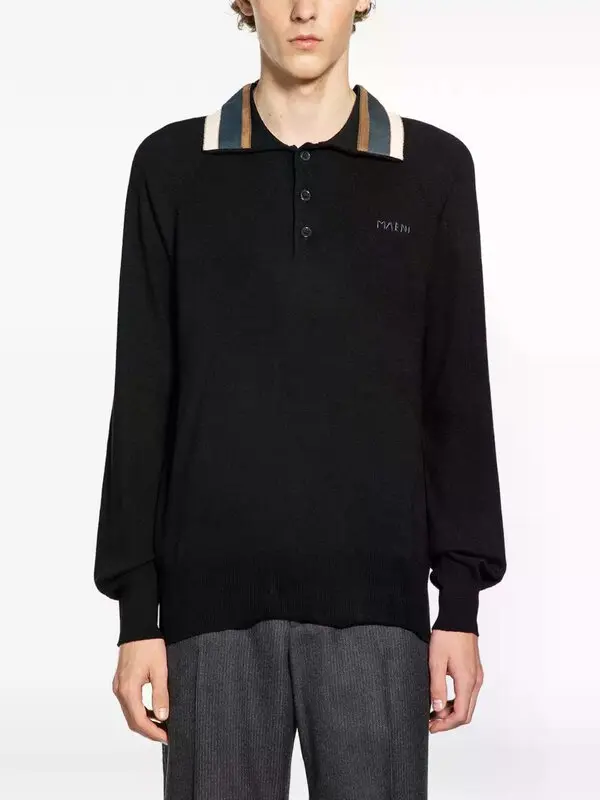 Marni Suede Collar Polo Shirt