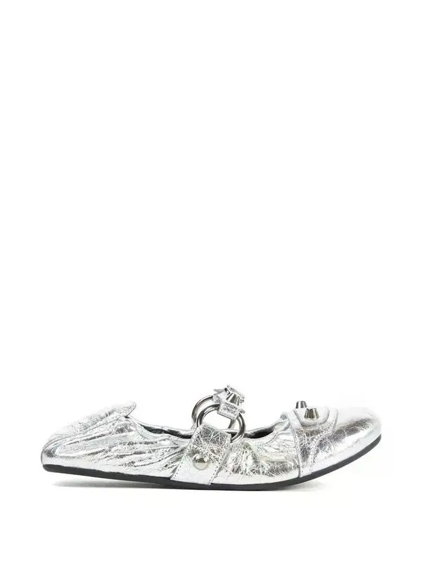 Balenciaga Studded Strap Ballet Flats - Silver
