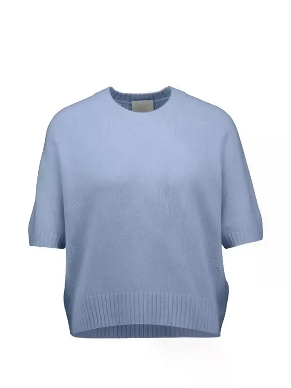 ALLUDE Short-sleeve Cashmere Sweater - Blue