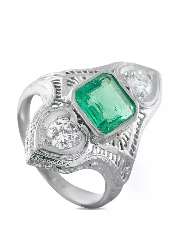 LB EXCLUSIVE Diamond And Emerald Ring - Silver