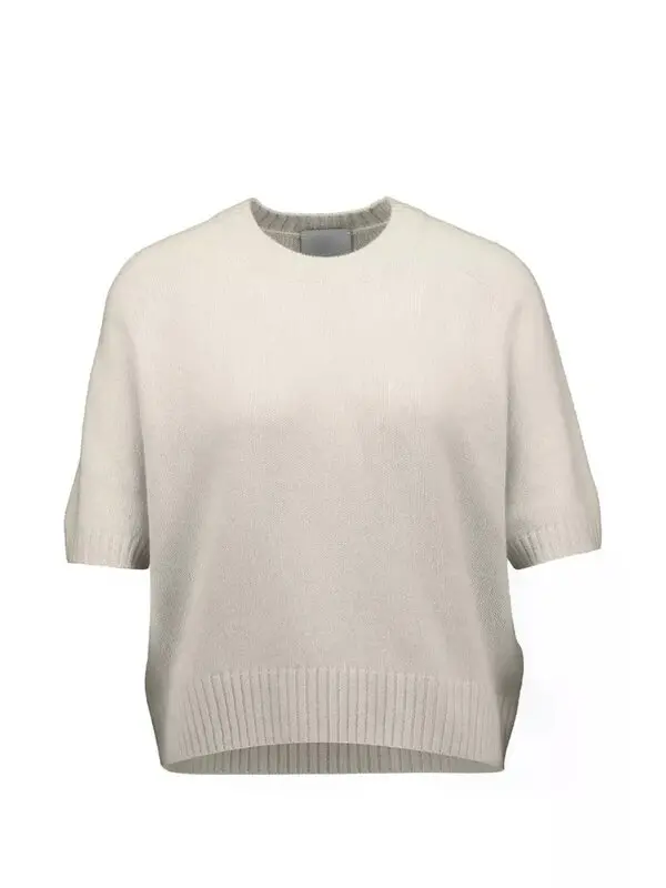 ALLUDE Short-sleeve Cashmere Sweater - Neutrals
