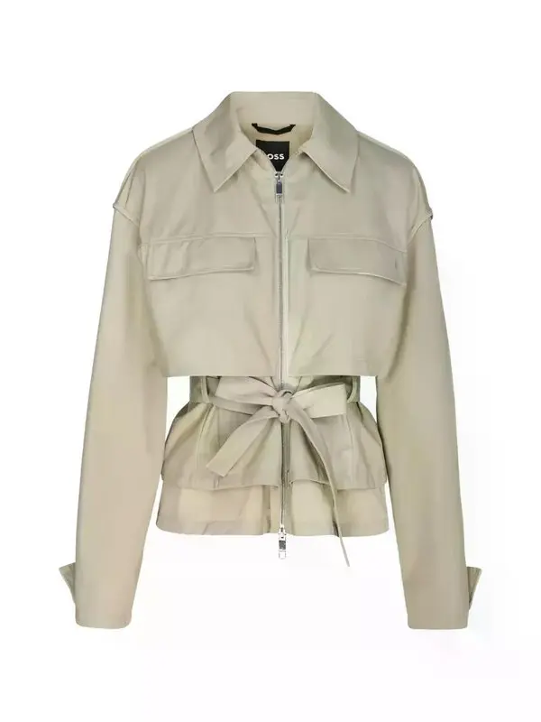 BOSS Belted Long-sleeve Jacket - Neutrals