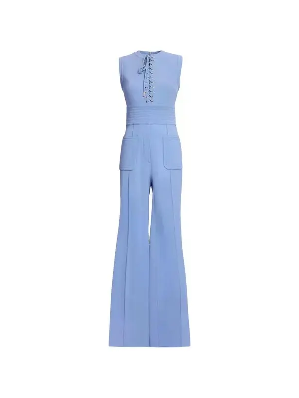 Elie Saab Cady Lace-up Jumpsuit - Blue