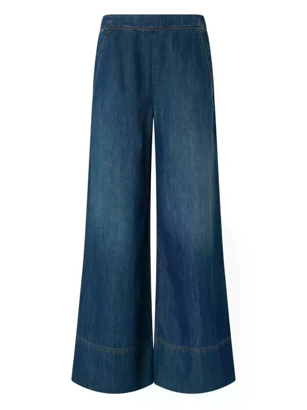 Pinko Wide-leg Jeans In Linen-blend Denim