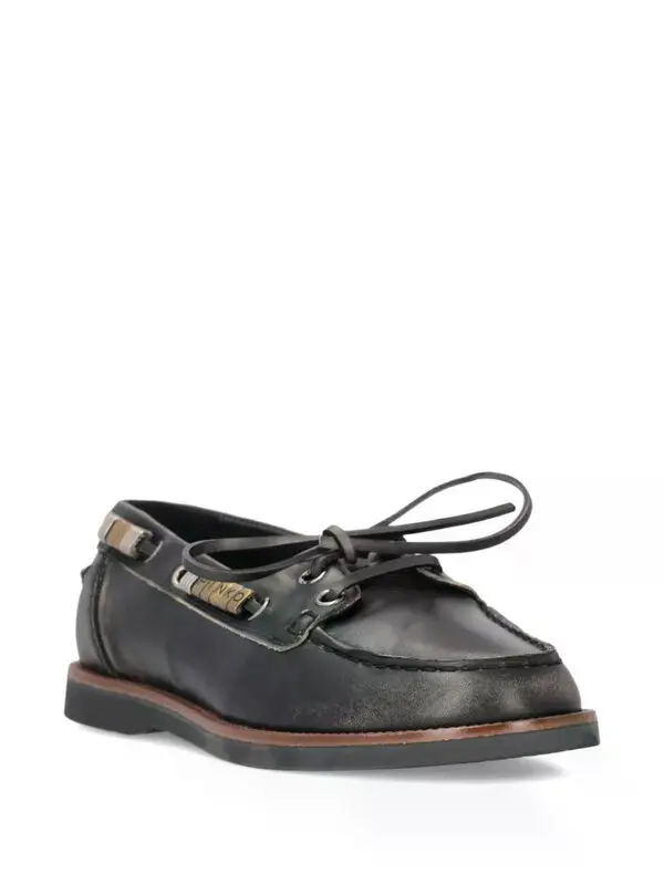 Pinko Leather Lace-up Loafers With Metallic Detailing