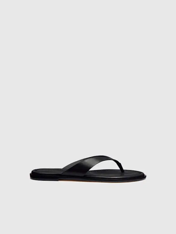 REFORMATION Jessie Leather Thong Sandal - Black
