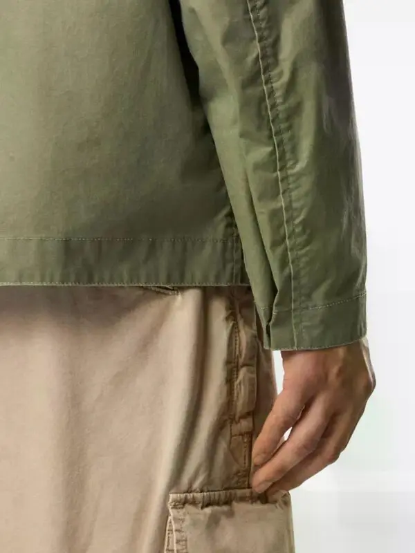 Stone Island Waxed Shirt Jacket With Flap Pockets - Green