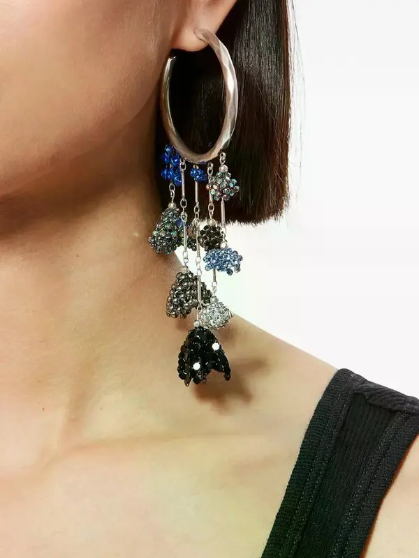Isabel Marant Étoile Finish Brass Crystal Tasseled Chandelier Hoop Earring