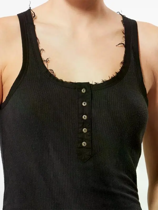 Isabel Marant Étoile Ribbed Silk Jersey Sleeveless Button-front T-shirt - Black
