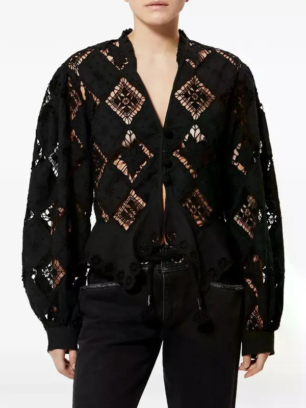 Isabel Marant Étoile Nina Openwork Long-sleeve Blouse - Black