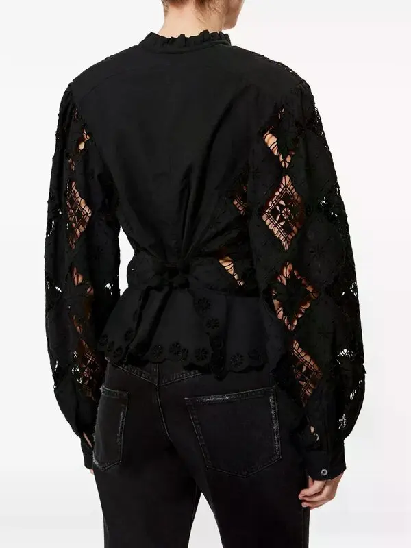 Isabel Marant Étoile Nina Openwork Long-sleeve Blouse - Black