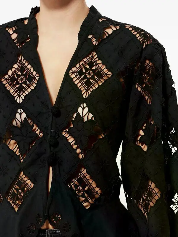 Isabel Marant Étoile Nina Openwork Long-sleeve Blouse - Black